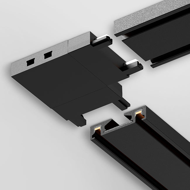 Unión Tipo L Horizontal Para Riel Magnético Ultra Slim Negro Arco000
