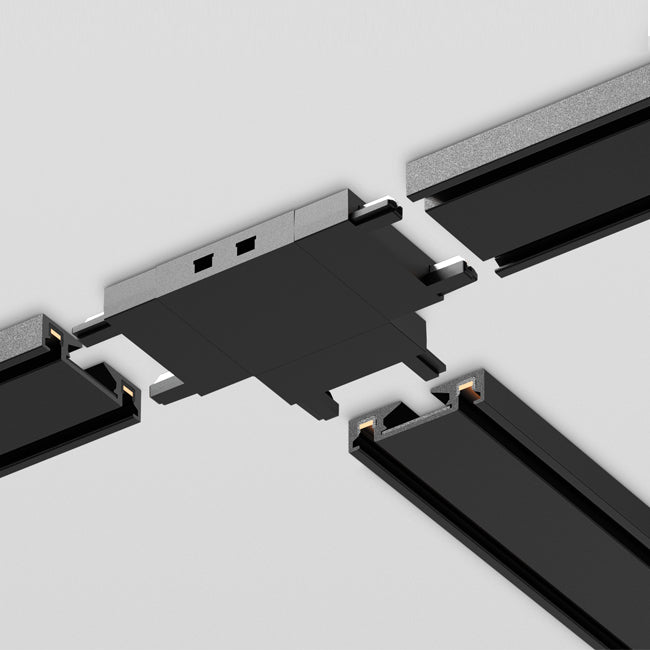 Unión Tipo T Horizontal Para Riel Magnético Ultra Slim Negro Arco000